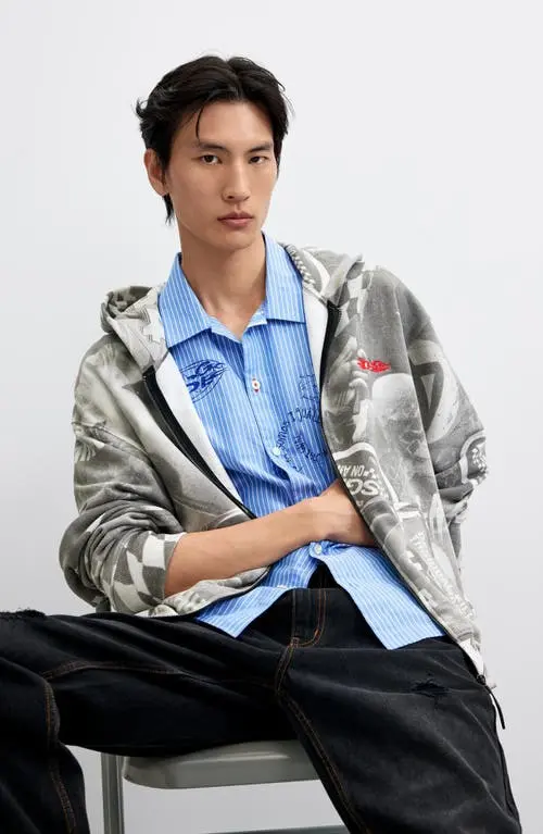 Desigual Allover Print Full Zip Hoodie