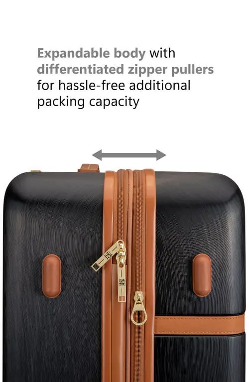 Badgley Mischka Grace 3 Piece Expandable Retro Luggage Set - Black