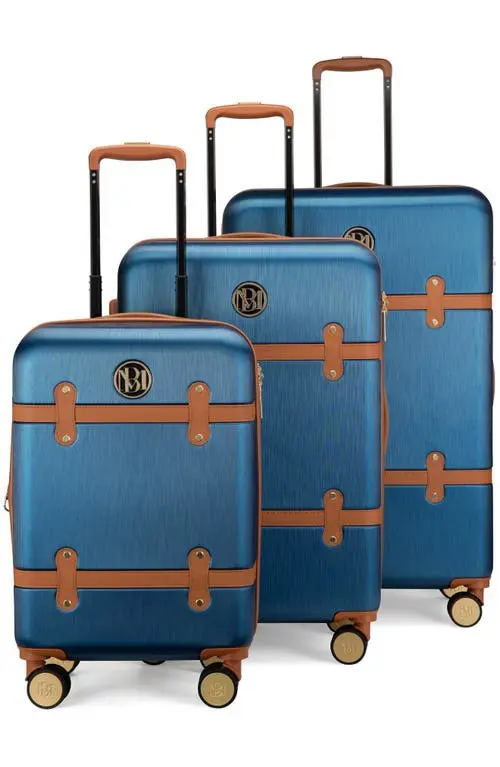 Badgley Mischka Grace 3 Piece Expandable Retro Luggage Set - Navy