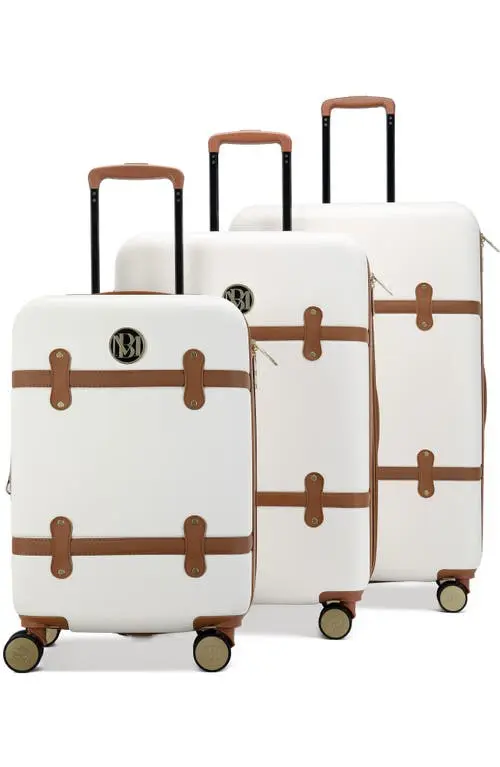Badgley Mischka Grace 3 Piece Expandable Retro Luggage Set - White
