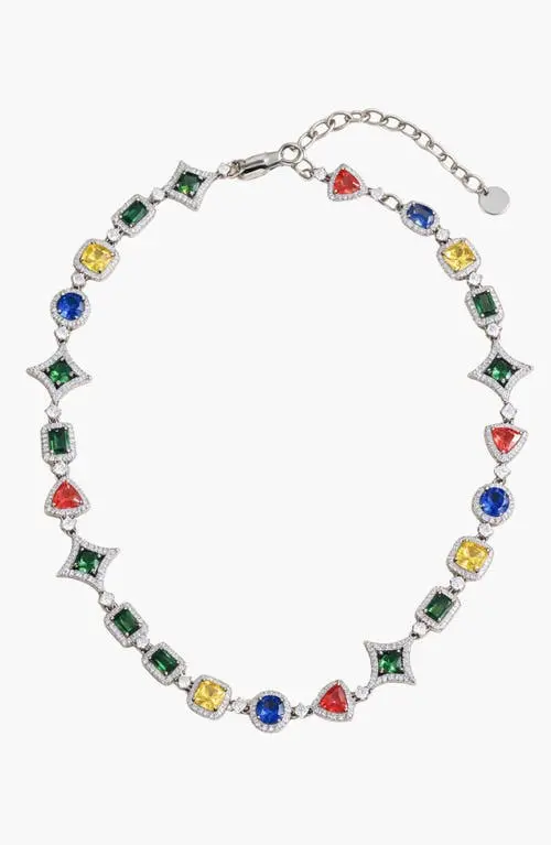MODENAIRE Geometric Crystal Statement Collar Necklace