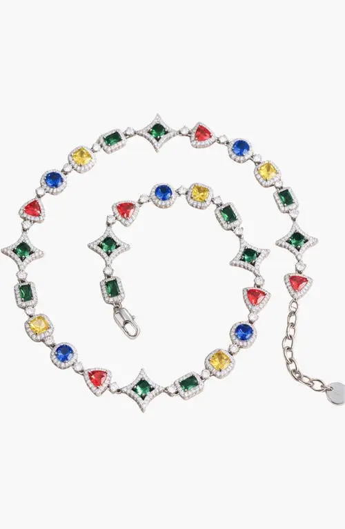 MODENAIRE Geometric Crystal Statement Collar Necklace