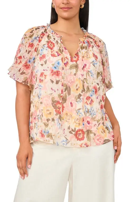 Vince Camuto Ruffled Short Sleeve Blouse - Sand Drift