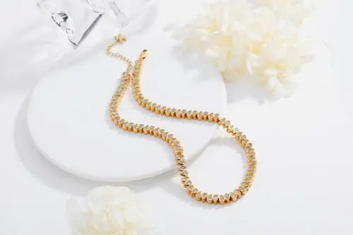 CLASSICHARMS Tear Shaped Cubic Zirconia Tennis Choker Necklace