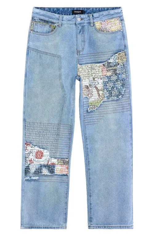 Desigual Patchwork Straight Leg Jeans
