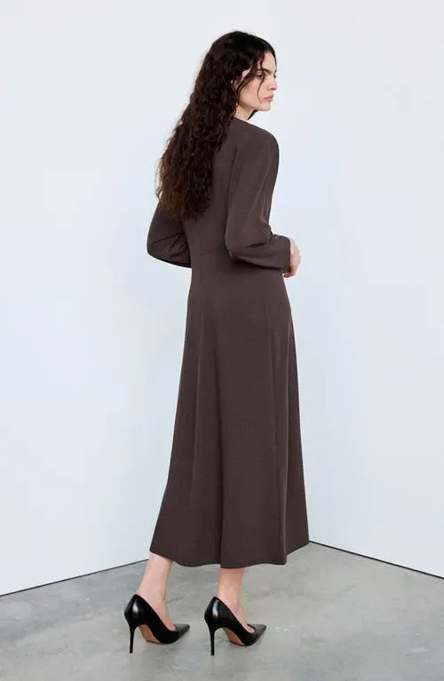 Mango Cutout Long Sleeve Midi Dress