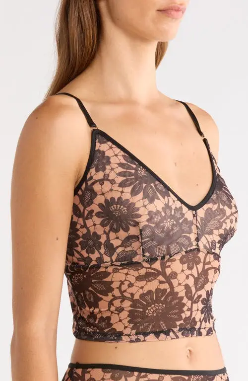KILO BRAVA Floral Lace Mesh Lined Crop Camisole