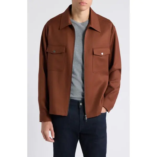 BOSS Virgin Wool Zip Shirt Jacket