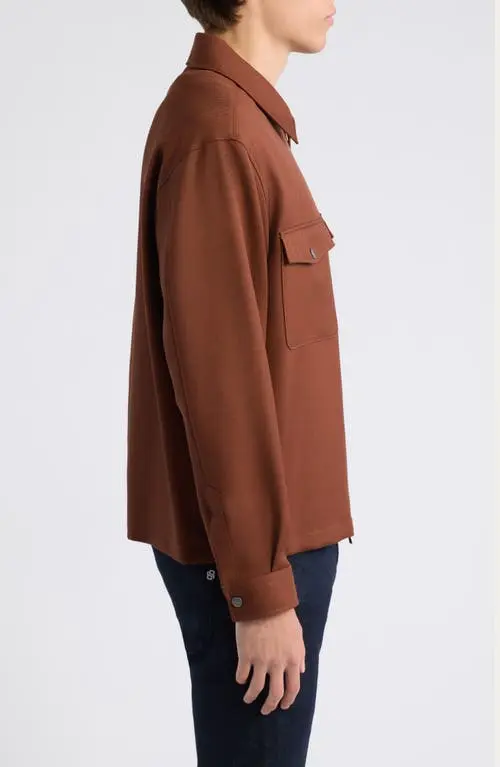 BOSS Virgin Wool Zip Shirt Jacket