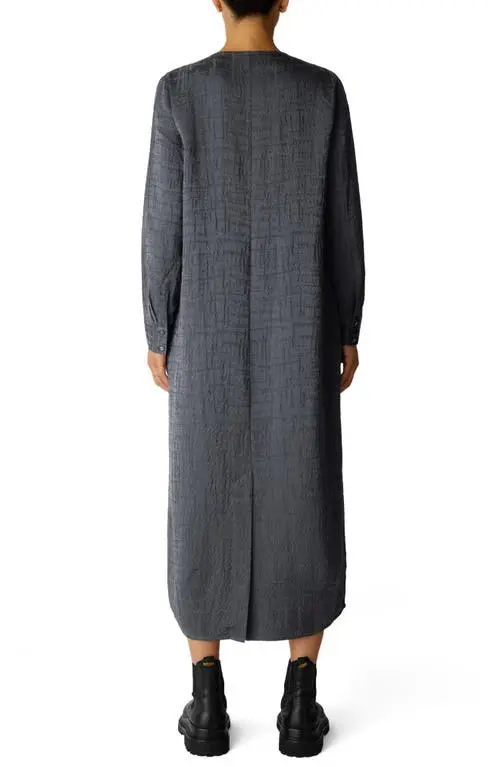 Eileen Fisher Silk Long Sleeve Maxi Dress