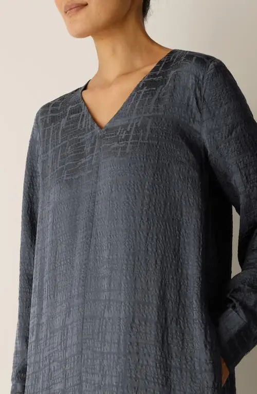 Eileen Fisher Silk Long Sleeve Maxi Dress
