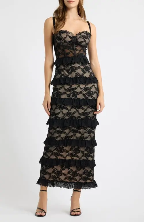 HELLO MOLLY Luxe Mystique Lace Maxi Dress - Black
