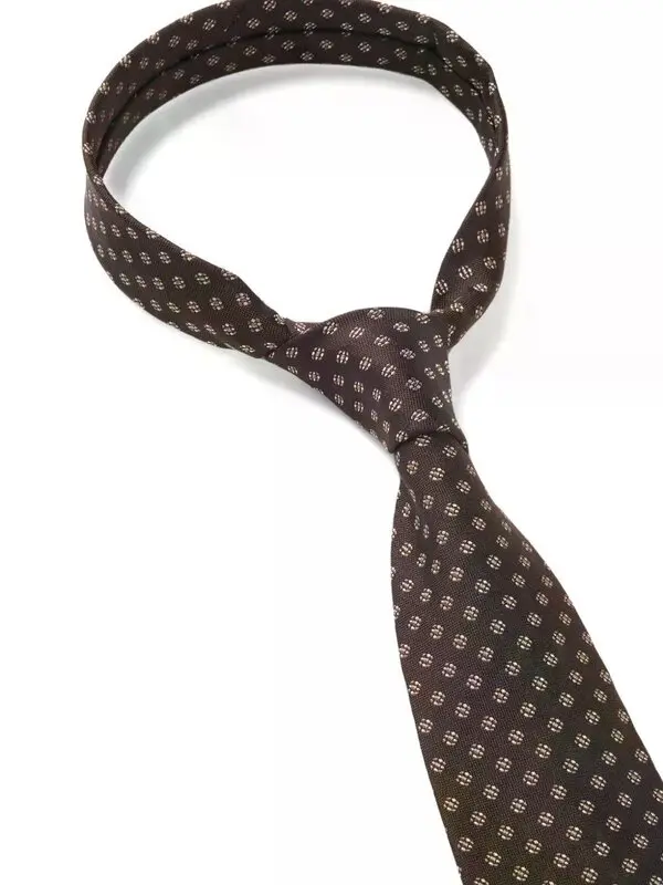 BOSS Patterned Silk-jacquard Tie - Brown