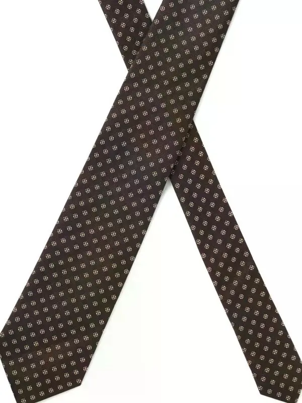BOSS Patterned Silk-jacquard Tie - Brown