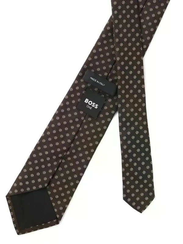 BOSS Patterned Silk-jacquard Tie - Brown