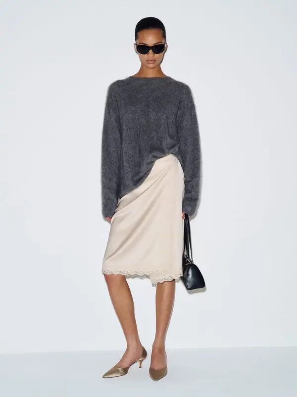 REFORMATION Ives Satin Skirt - Ivory