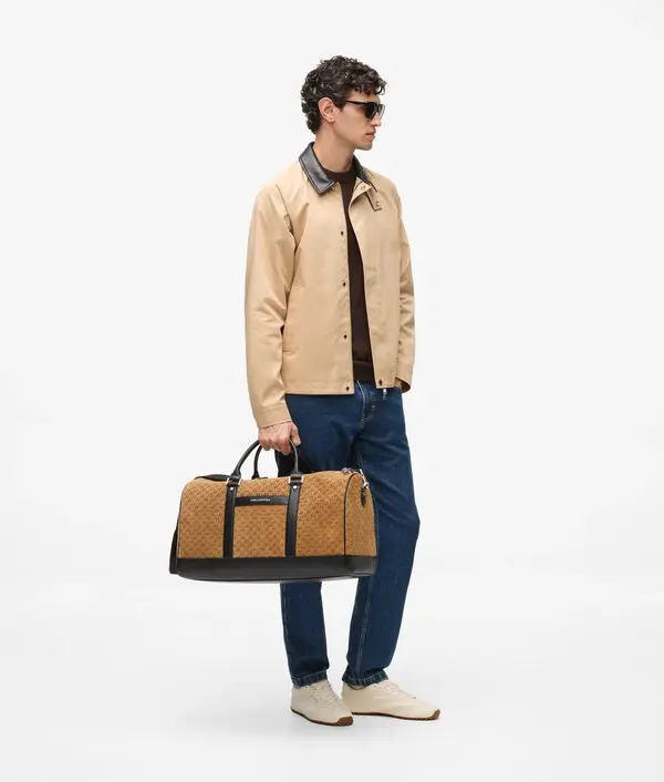 Karl Lagerfeld K/monogram Suede Weekender Bag - Caramel