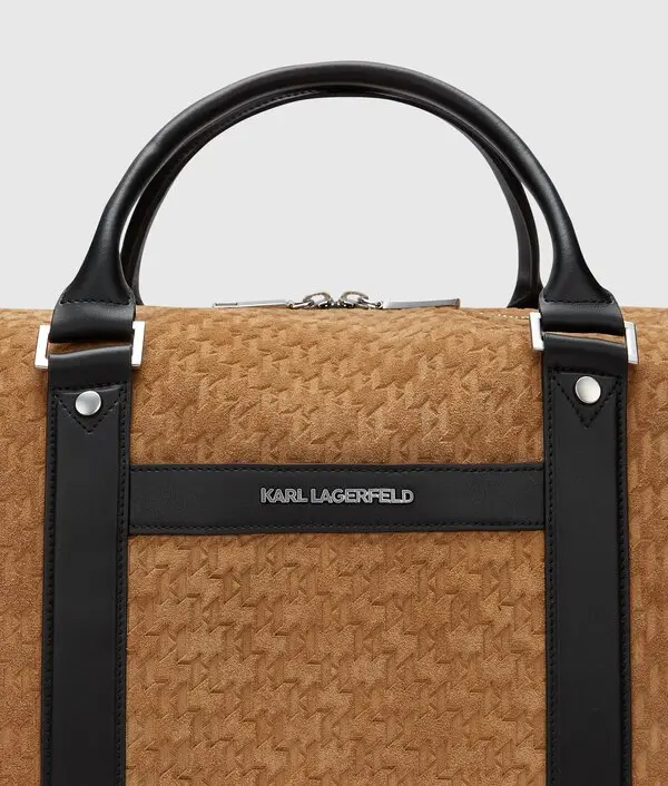Karl Lagerfeld K/monogram Suede Weekender Bag - Caramel