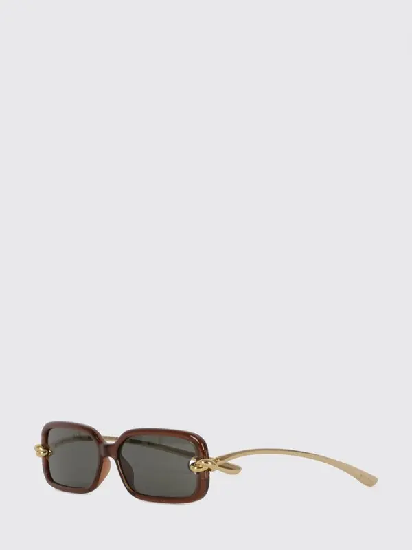 Bottega Veneta Rectangular Black Acetate And Metal Sunglasses - Brown