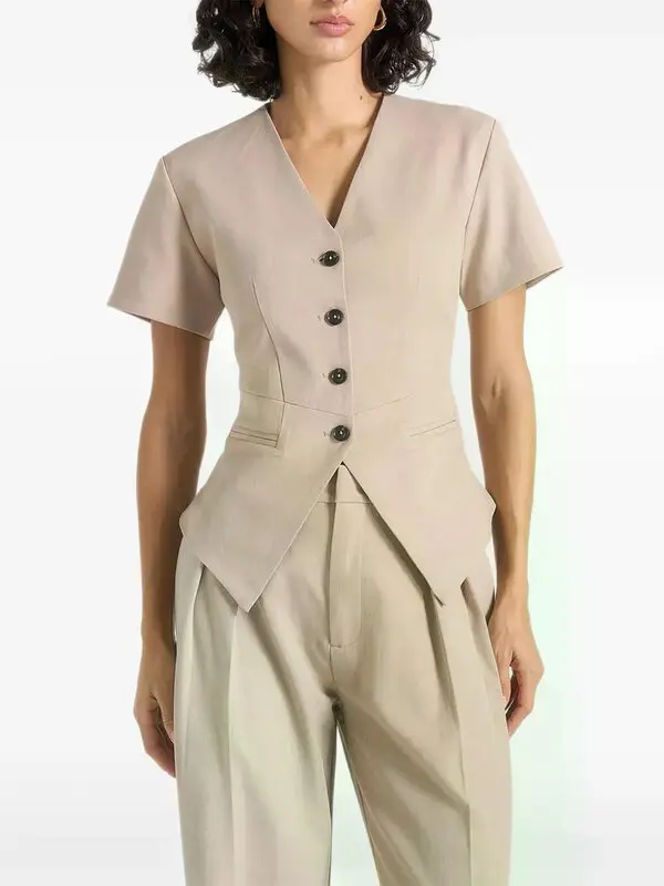 Manière De Voir Yolanda Tailored Peplum Waistcoat - Neutrals