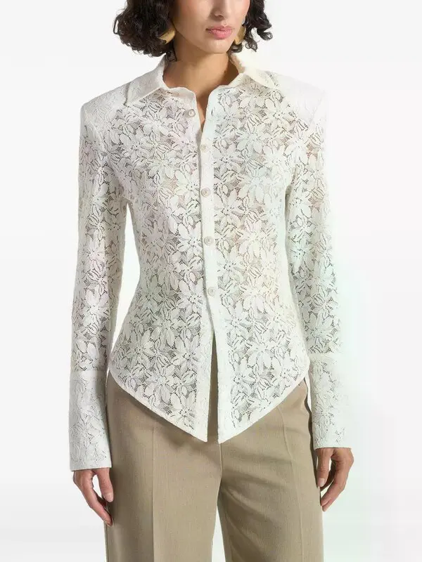 Manière De Voir Sila Wide Shoulder Lace Angled Shirt