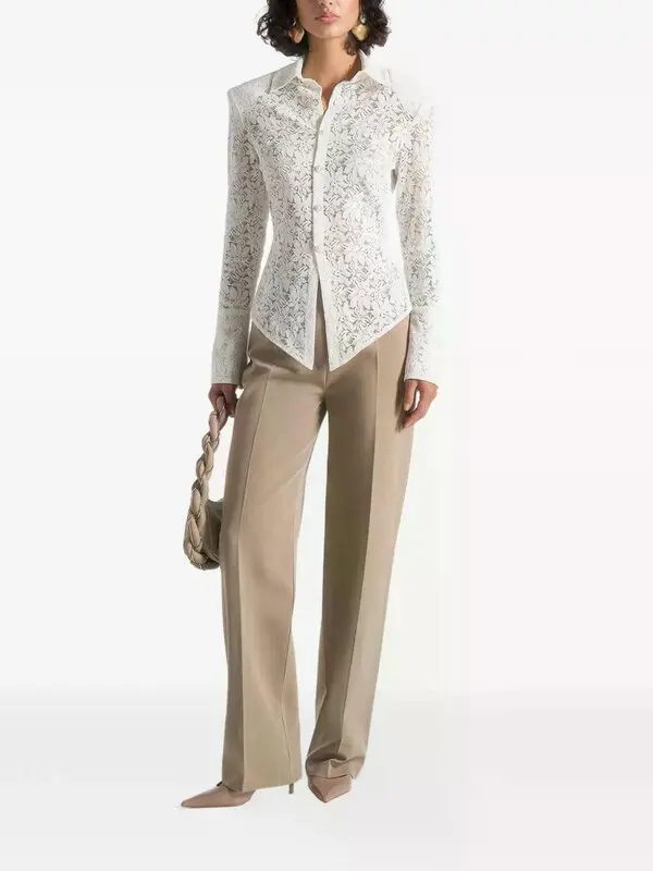 Manière De Voir Sila Wide Shoulder Lace Angled Shirt