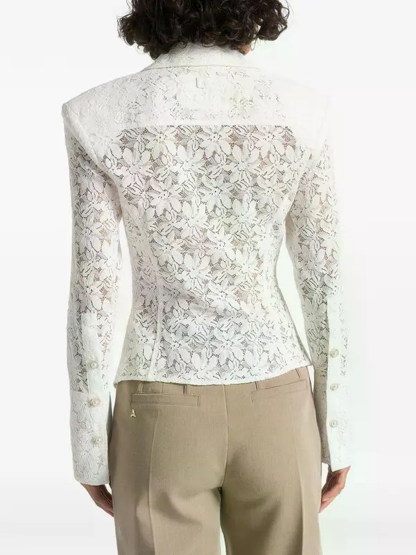 Manière De Voir Sila Wide Shoulder Lace Angled Shirt