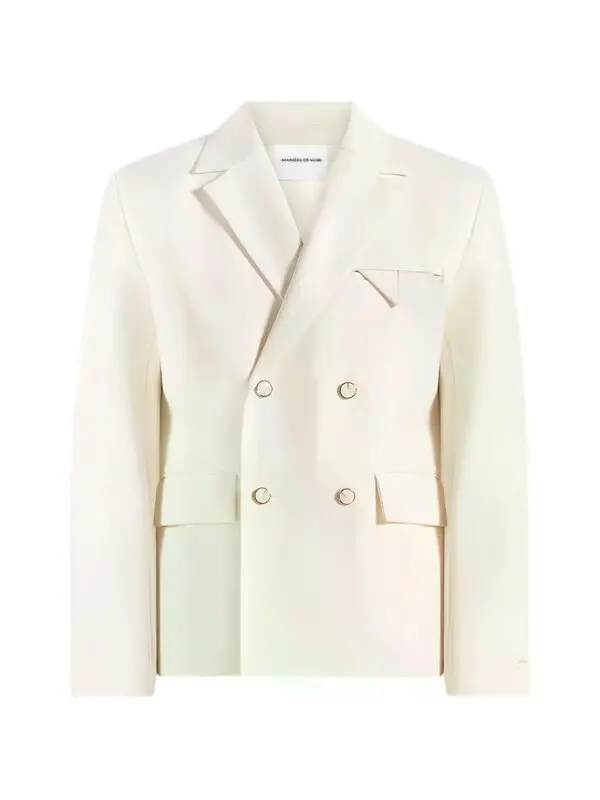 Manière De Voir Didier In Off White Double-breasted Tailored Suit Blazer