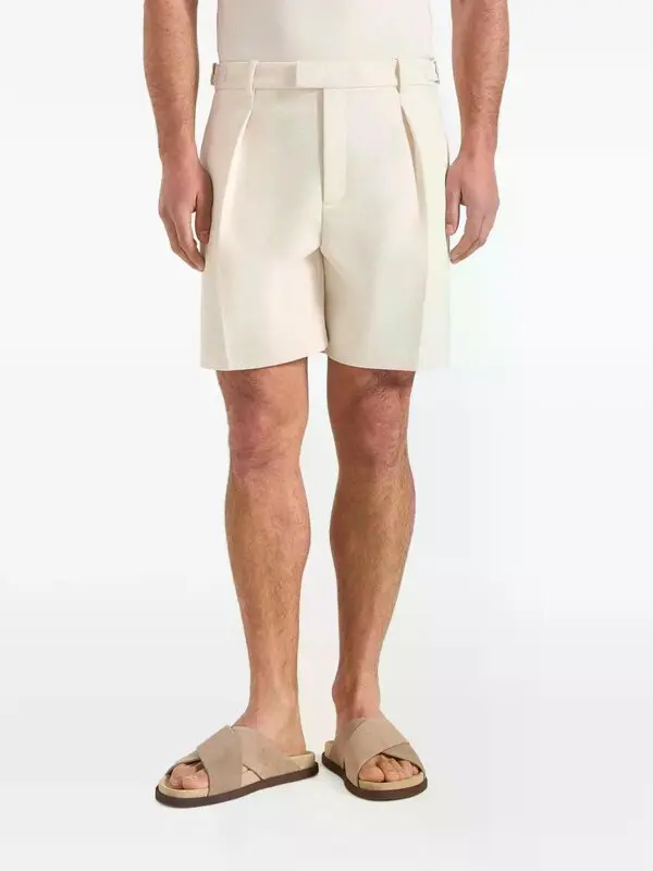 Manière De Voir Marin In Cream Twill Pleated Shorts