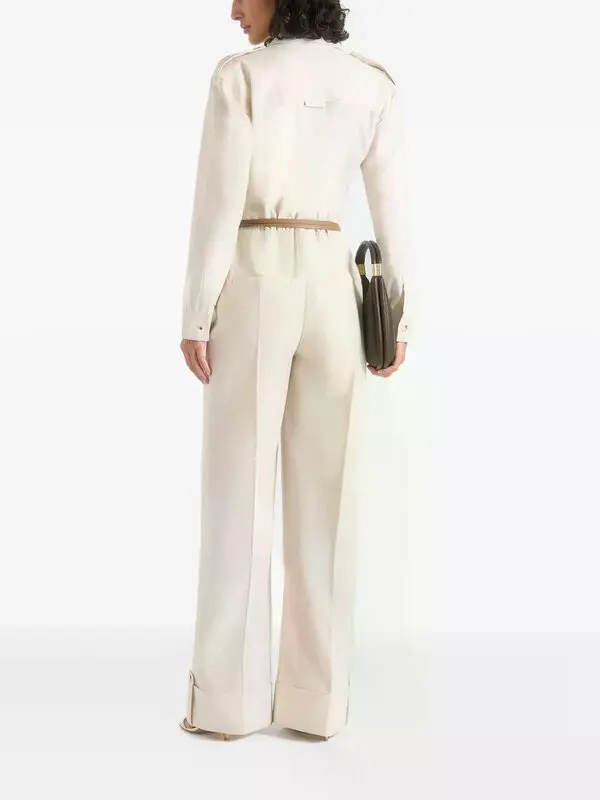 Manière De Voir Ruby In Natural Linen Belted Utility Jumpsuit
