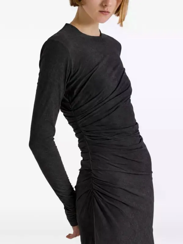 Alberta Ferretti Lace-trim Ruched Midi Dress