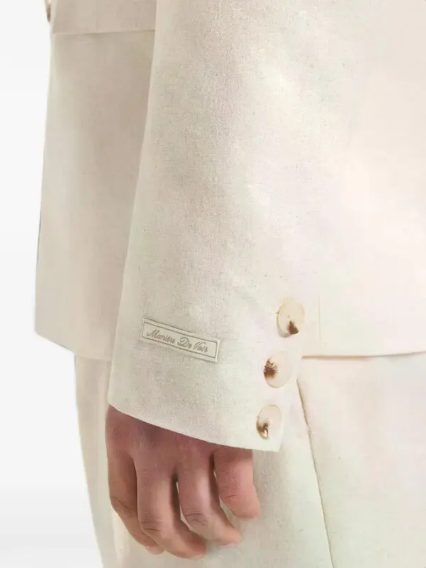 Manière De Voir Didier In Natural Double Breasted Linen Suit Blazer