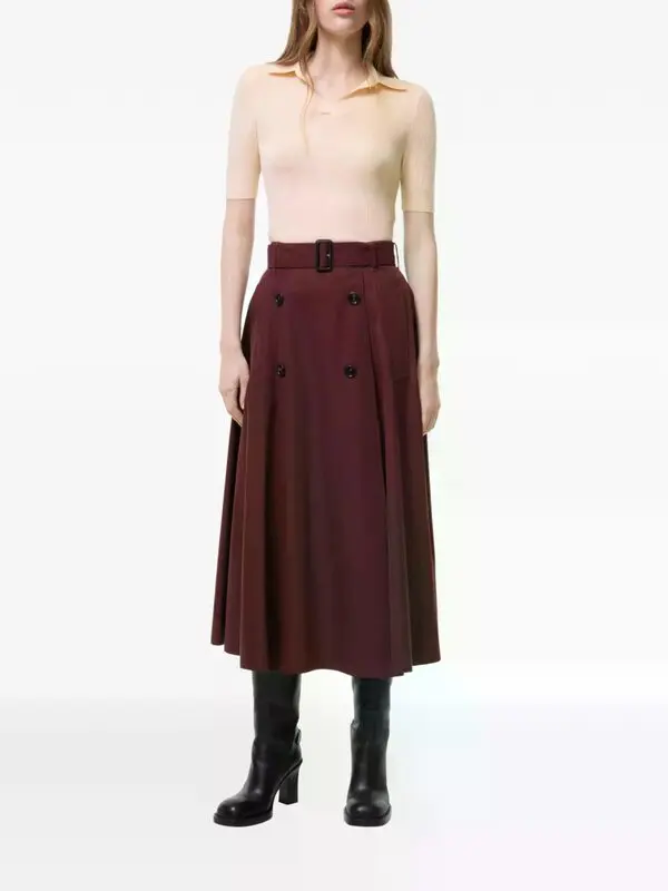 Burberry Tropical Gabardine Trench Midi Skirt