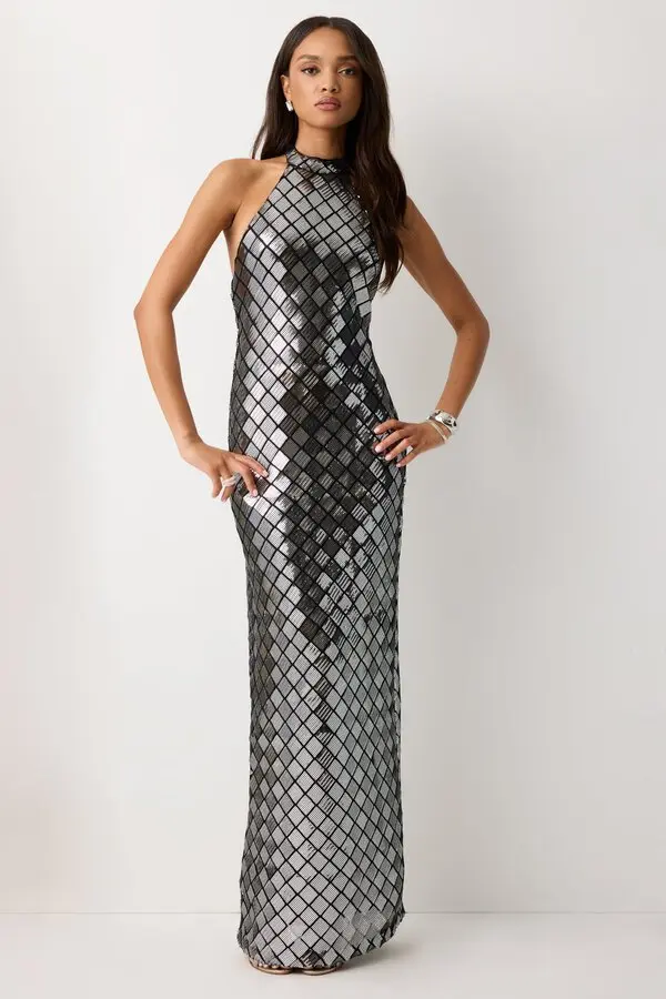 Ramy Brook Oceane Halterneck Sequin Gown