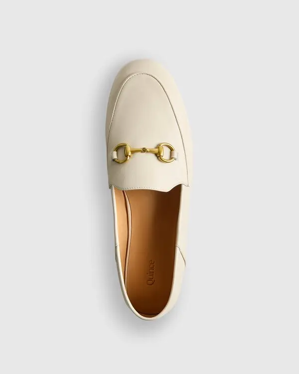 Quince Italian Leather Collapsible-heel Horsebit Loafer - Bone