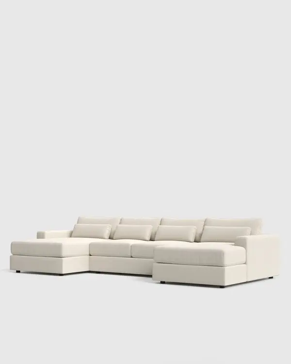 Quince Ashford Deep Seat U Sectional In Performance Chenille-linen Blend - Slate