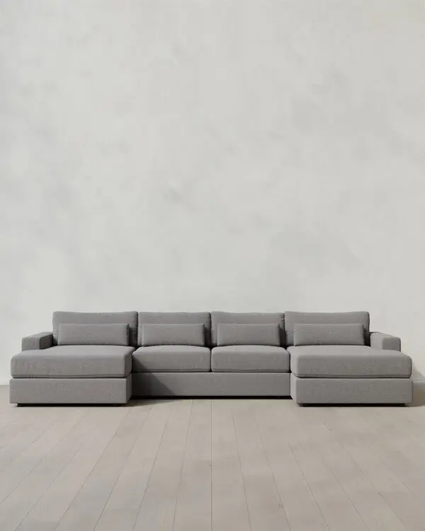 Quince Ashford Deep Seat U Sectional In Performance Basketweave - Ash