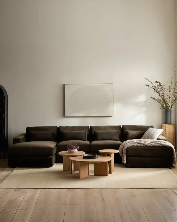 Quince Ashford Deep Seat U Sectional In Performance Velvet - Pine