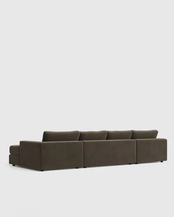 Quince Ashford Deep Seat U Sectional In Performance Velvet - Pine