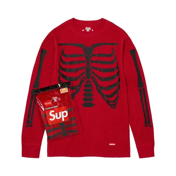 Supreme X Hanes Bones Thermal Crew - Red