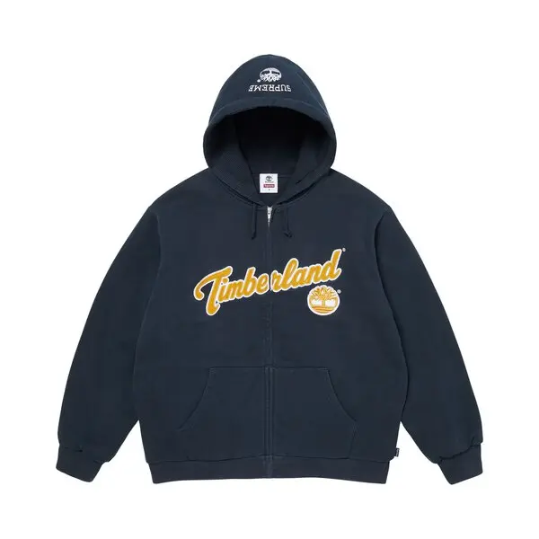 Supreme X Timberland Thermal Lined Zip Up Hooded Sweatshirt 'navy - Blue