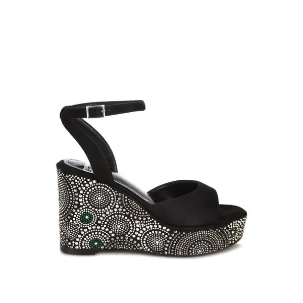 RAG & CO Mandala Geometric Pattern Embellised Wedge Heels In By