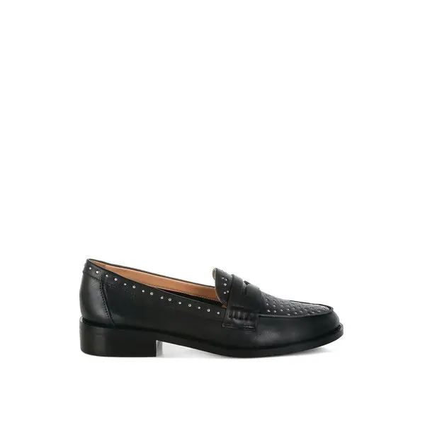 RAG & CO Raisa Stud Embellished Penny Loafers In By - Black