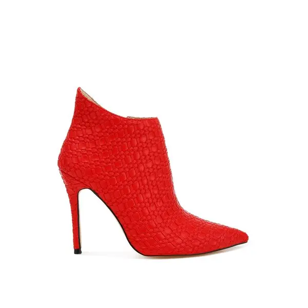 RAG & CO Lolita Woven Texture Stiletto Boot In By - Red