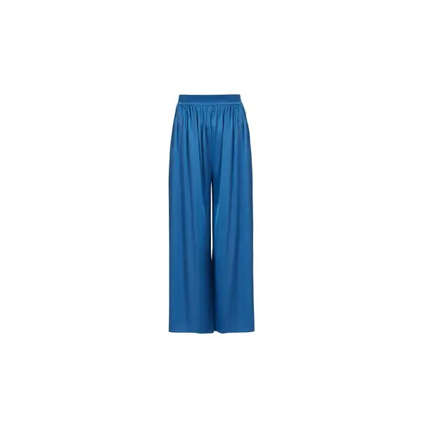 AVENUE 8 High Waist Loose-fit Silk Pants Indigo