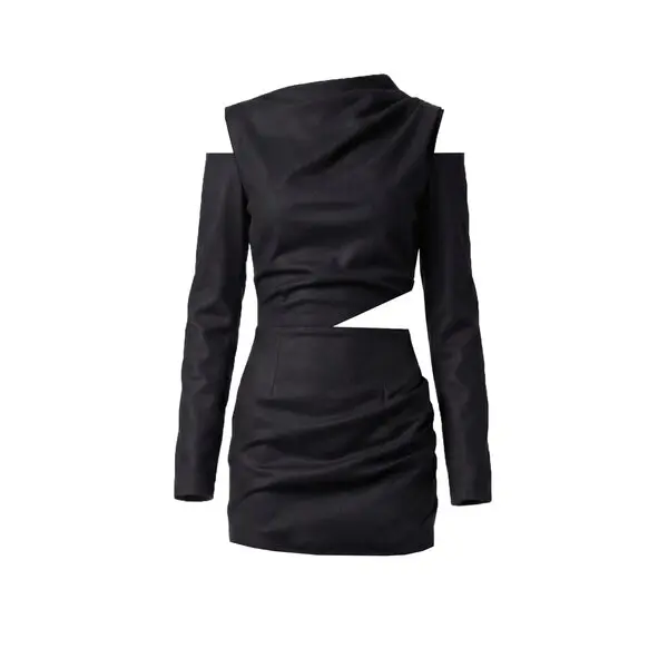 AVENUE N°29 Cut-out Asymmetric Wool Mini Dress