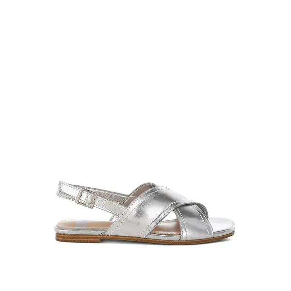 RAG & CO Kanon Metallic Pleather Criss-cross Flats In By
