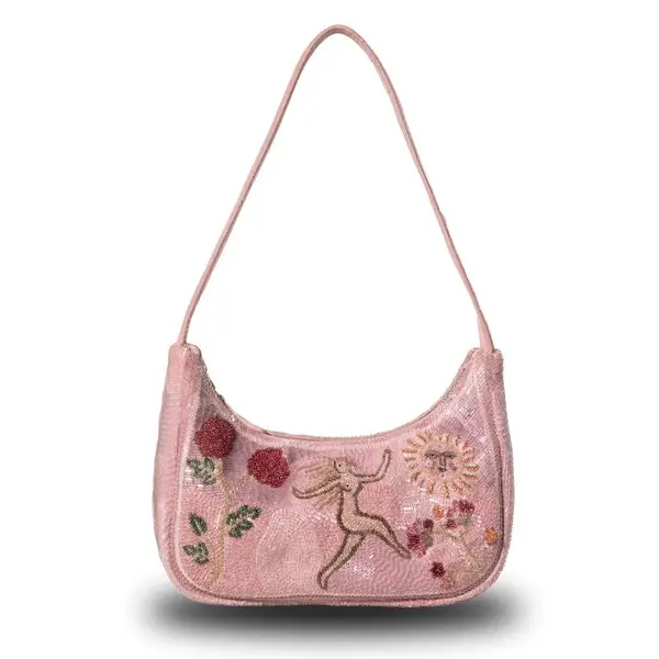 LAURA SLINGS Beaded Shoulder Bag With Romantic Embroidery And Embellished Details - Pink