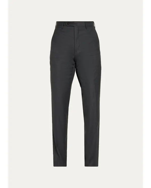 Incotex Sharksin Wool Flat-front Trousers - Grey