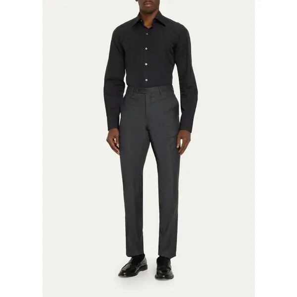Incotex Sharksin Wool Flat-front Trousers - Grey